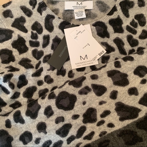 Magaschoni | Sweaters | Magaschoni Leopard Print Cashmere Sweater Small ...